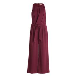 7/8-Overall Vera Mont "Damen mit Bindeg&uuml;rtel", Damen, Gr. 44, Normalgr&ouml;&szlig;en, wild ruby, Obermaterial: 95% Polyester, 5% Elasthan. Futter: 100% Polyester, figurumspielend, Rundhals, Overalls
