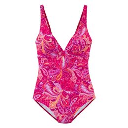 Vivance Damen Badeanzug "Pretty", pink, Gr. 44, Paisleymuster, bedruckt, Recycling-Polyamid, Badeanz&uuml;ge, mit V-Ausschnitt und modischem Paisleymuster