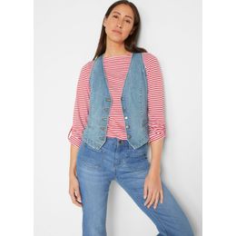 bonprix Damen Jeansweste "Stretch-Jeansweste", blau, Gr. 50, unifarben, Denim/Jeans, Obermaterial: 82% Baumwolle, 17% Polyester, 1% Elasthan, Westen,