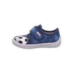 Superfit M&auml;dchen Hausschuh "BILL, WMS: mittel", Gr. 26, blau, Baumwolle, meliert, Schuhe, Klettschuh, mit Logoschriftzug, Gr&ouml;&szlig;enschablone zum Download