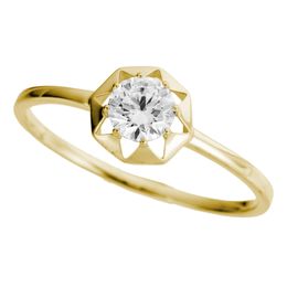Firetti Damen Fingerring "Schmuck Geschenk Gold 333 Damenring Goldring Blume", 19, Gelbgold 333, 1,5mmgelbgoldfarben, kristallwei&szlig;, Gelbgold 333,