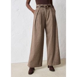 bonprix Weite Bundfaltenhose mit weichem Wollanteil, braun, Gr.40, weiche weite Buntfaltenhose mit Wollanteil, aus Wolle