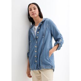 bonprix Hemd-Jacke mit k&uuml;hlendem Leinen, blau, Gr.46, Gem&uuml;tliche Hemd-Jacke mit Kapuze und Kn&ouml;pfen, 56% Lyocell (verifiziert)