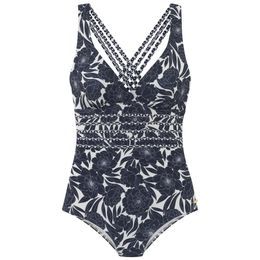 Sunseeker Damen Badeanzug "Blossom", blau, Gr. 38, bedruckt, gebl&uuml;mt, Recycling-Polyamid, Badeanz&uuml;ge, im Muster-Mix