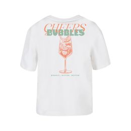 MISS TEE Damen T-Shirt "Miss Tee Cheers And Bubbles Tee", wei&szlig;, Gr. L, bedruckt, 100% Baumwolle, Shirts