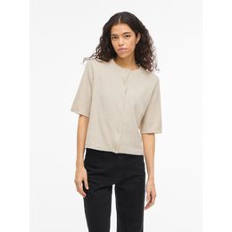 Vila Damen Strickjacke "VILIGA 2/4 O-NECK KNIT CARDIGAN - NOOS"birch detail:melange, Gr. L, meliert, Obermaterial: 97% Polyester, 3% Elasthan,