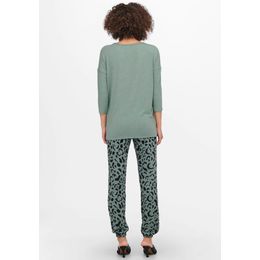 Only Damen 3/4-Arm-Shirt "ONLGLAMOUR 3/4 TOP JRS NOOS", gr&uuml;n, Gr. XL, meliert, Single Jersey, Obermaterial: 65% Polyester, 30% Viskose, 5% Elasthan,