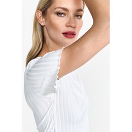RICHROYAL Damen Kurzarmshirt, wei&szlig;, Gr. XL, Single Jersey, Obermaterial: 97% Baumwolle, 3% Elasthan, Shirts, Mit gewelltem Saum an Rumpf und &Auml;rmeln