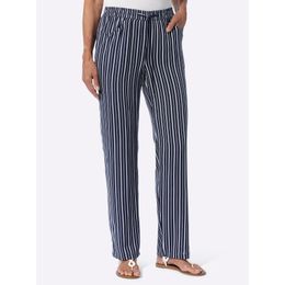 Classic Basics Damen Schlupfhose, blau, Gr. 42, gemustert, mehrfarbig, 100% Viskose, Hosen