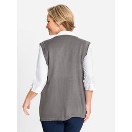 CLASSIC Damen Strickweste, grau, Gr. 38, unifarben, 100% Polyacryl, Westen