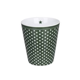 Krasilnikoff Happy Mug Micro Dots Becher &Oslash;8,7 x H10cm, 330 ml, olivgr&uuml;n skandinavische Deko Online Shop