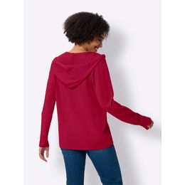 Heine Damen Kapuzenstrickjacke, rot, Gr. 38, meliert, unifarben, 50% Viskose, 28% Polyester, 22% Polyamid, Strickjacken