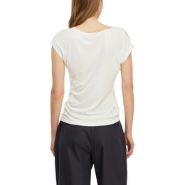 comma, COMMA Damen Rundhalsshirt, wei&szlig;, Gr. 38, unifarben, Single Jersey, Obermaterial: 100% Viskose, Shirts, Sommershirt - gerafft und aus reiner Viskose