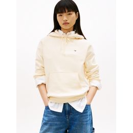 Tommy Jeans Damen Kapuzensweatshirt "TJW REG S FLAG HOODIE"almost gelb, Gr. S, unifarben, Sweatware, Obermaterial: 80% Baumwolle, 20% Polyester,