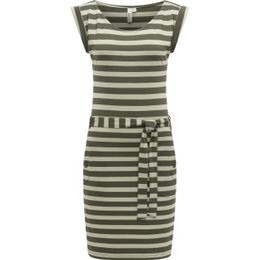 Ragwear Damen Sommerkleid "Tagg Stripes"olivgr&uuml;n, Gr. M, Material: 50% Viskose, 50% Polyester, Kleider, gestreiftes Damen Minikleid mit Taillenband