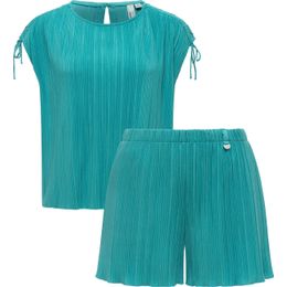 Ragwear Damen Blusenshirt "Veriel Set YOUMODO"petrol, Gr. XXL, Material: 65% Polyester, 35% Viskose, Shirts, Set bestehend aus kurzer Hose und T-Shirt