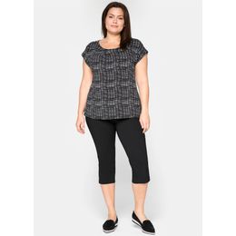 sheego Damen 3/4-Hose, schwarz, Gr. 44, unifarben, 70% Viskose, 25% Polyamid, 5% Elasthan, Hosen