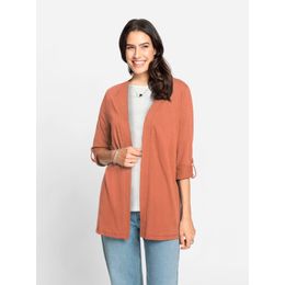 Inspirationen Damen Shirtjacke "Shirtjacke", orange, Gr. 38, unifarben, 100% Baumwolle, Shirts