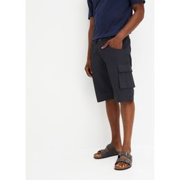 bonprix Cargo-Bermuda aus reiner Baumwolle in Relaxed-Fit, schwarz, Gr.52, Legere Cargo-Bermuda mit Minimalmuster im Relaxed Fit, aus 100% Baumwolle