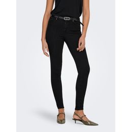 Only Damen Skinny-fit-Jeans "ONLPOWER MID PH UP SK DNM REA3659 NOOS", schwarz, Gr. S, Denim/Jeans, Obermaterial: 92% Baumwolle, 6% Polyester, 2%
