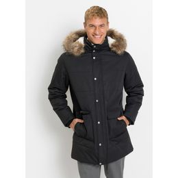 bonprix Winter-Parka mit abnehmbarer Kapuze, schwarz, Gr.58, Sch&ouml;ner gesteppter Winter-Parka mit Teddyfutter am K&ouml;rper und in der Kapuze, maschinenwaschbar