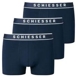 Boxer Schiesser "95/5", Herren, Gr. 6, blau (803, dunkelblau), Single Jersey, Obermaterial: 95% Baumwolle, 5% Elasthan, unifarben mit Farbeinsatz, eng, Unterhosen, mit sportlichem Webgummibund, Topseller