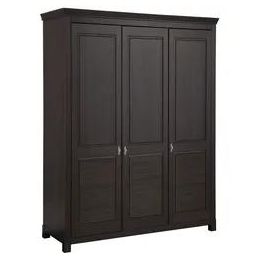 Kleiderschrank OTTO HOME "Rauna, mit Lamellen und Kassetten, klassischer Landhausstil, rustikal", braun (dunkelbraun), B:159cm H:195cm T:60cm, Massivholz, Schr&auml;nke, Kleiderschrank, massive Kiefer, Metallgriffe, mehrere Varianten, zeitloses Design