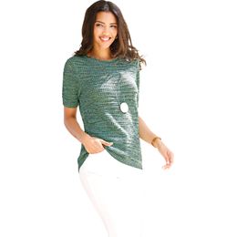 Damen Kurzarmpullover aus Melange-Garn apfel-marine-meliert, Gr&ouml;&szlig;e 46