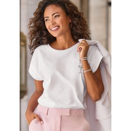 Lascana Damen Kurzarmshirt, Wei&szlig;, Gr. 36/38, T-Shirts, 100% Baumwolle