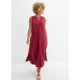 bonprix Blusenkleid aus Musselin, rot, Gr.46, Langes Blusenkleid aus reiner Baumwolle mit Oversize-Passform. Mit seitlichen Nahttaschen und Schlitzen., aus 100% Baumwolle