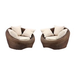 Vente-unique Gartensessel Polyrattan 2er-Set Braun - WHITEHEAVEN von MYLIA 23985