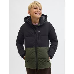 Jack & Jones Steppjacke JACK & JONES JUNIOR "JJEOWEN PUFFER SN JNR", Jungen, Gr. 152, rosin detail:schwarz blocking, Web, Obermaterial: 100% Polyester, colorblocking, regular fit normal, Jacken Steppjacke