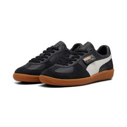 Sneaker Puma "PALERMO LTH", Herren, Gr. 39, schwarz (Puma schwarz, feather gray, gum), Leder, unifarben, Schuhe Sneaker, mit Obermaterial aus Leder, mit Overlays aus Wildleder