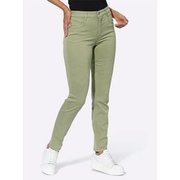 Slim-fit-Jeans Ascari, Damen, Gr. 44, Normalgr&ouml;&szlig;en, gr&uuml;n (schilf), 91% Baumwolle, 6% Polyester, 3% Elasthan, unifarben, lang, Jeans Slim-fit-Jeans