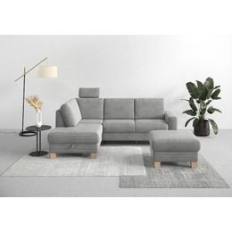 Home Affaire Ecksofa &raquo;Summer L-Form&laquo; mit Ottomane, wahlweise mit Bettfunktion und Bettkasten, Cord-Bezug silber 100% Polyester