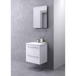 Welltime Badezimmer-Set &raquo;Scandic&laquo; Komplett-Set, 2-er set: Spiegel und Waschtisch mit 2 SK, 2 Stk. tlg. wei&szlig; Keramik, MDF