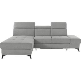 Home Affaire Ecksofa &raquo;Cardiz L-Form&laquo; inkl.Kopfteilverstellung und Federkern wahlweise mit Bettfunktion grau Webstoff (100% Polyester);Luxus-Microfaser