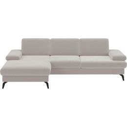 Sit & More sit&more Ecksofa &raquo;Morris L-Form, inkl. Sitztiefenverstellung&laquo; wahlweise mit Armteilverstellung, Bettfunktion & Bettkasten grau 100% Polyester