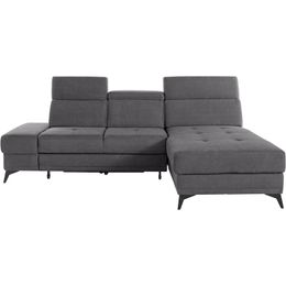 Home Affaire Ecksofa &raquo;Cardiz L-Form&laquo; inkl.Kopfteilverstellung und Federkern wahlweise mit Bettfunktion grau Webstoff (100% Polyester);Luxus-Microfaser