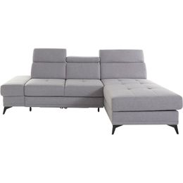 Home Affaire Ecksofa &raquo;Cardiz L-Form&laquo; inkl.Kopfteilverstellung und Federkern wahlweise mit Bettfunktion grau Webstoff (100% Polyester);Luxus-Microfaser