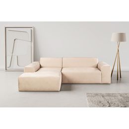 WERK2 Ecksofa &raquo;Zeus-L modern & zeitlos, Breite 253 cm, bequemes Sofa&laquo; Curvy Trend Ecksofa mit urbaner Optik beige 100% PES