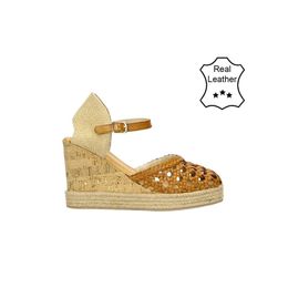 Bullboxer Leder-Keil-Slingpumps in Cognac - 56% | Gr&ouml;&szlig;e 41 | Pumps
