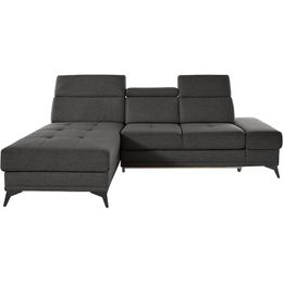 Home Affaire Ecksofa &raquo;Cardiz L-Form&laquo; inkl.Kopfteilverstellung und Federkern wahlweise mit Bettfunktion grau Webstoff (100% Polyester);Luxus-Microfaser