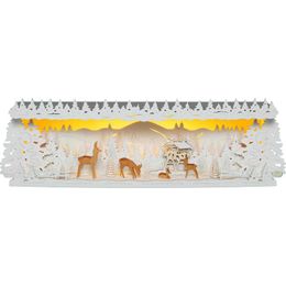 LED Schwibbogen &raquo;Erh&ouml;hung Rehe im Wald beschneit&laquo; 58x18x14,5 cm (BxHxT) Holz teilmassiv