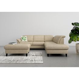 Sit & More sit&more Ecksofa &raquo;Maggiore L-Form&laquo; wahlweise mit Kopfteilverstellung, Bettfunktion und Stauraum beige 100% Polyester