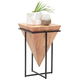 Ambia Home Beistelltisch, Natur, Schwarz, Holz, Metall, Akazie, massiv, quadratisch, eckig, 36x56x36 cm, Wohnzimmer, Wohnzimmertische, Beistelltische, Beistelltische Metall