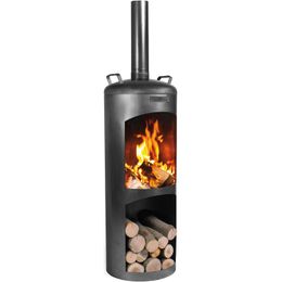 CookKing Gartenkamin &raquo;Faro&laquo; 40x40x158 cm schwarz Stahl