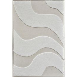 Monee Bild, Beige, Kunststoff, Textil, Holzwerkstoff, Abstraktes, rechteckig, 80x120 cm, 3D-Effekt, Bilder und Zubeh&ouml;r, Wandbilder, Sonstige Wandbilder