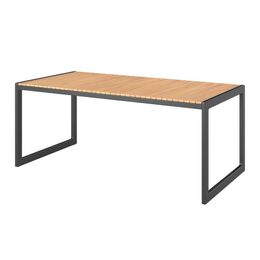 Ambia Garden Gartentisch, Natur, Schwarz, Holz, Metall, Akazie, vollmassiv, rechteckig, 180x90x75 cm, Gartenm&ouml;bel, Gartentische, Gartentische