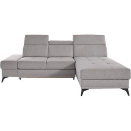 Home Affaire Ecksofa &raquo;Cardiz L-Form&laquo; inkl.Kopfteilverstellung und Federkern wahlweise mit Bettfunktion grau Webstoff (100% Polyester);Luxus-Microfaser